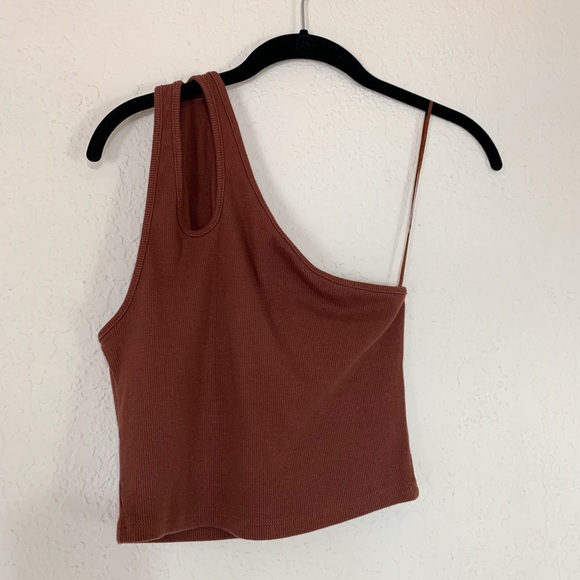Urban Outfitters | Tops | Zara Rust Cropped One Shoulder Cut Out Top ...